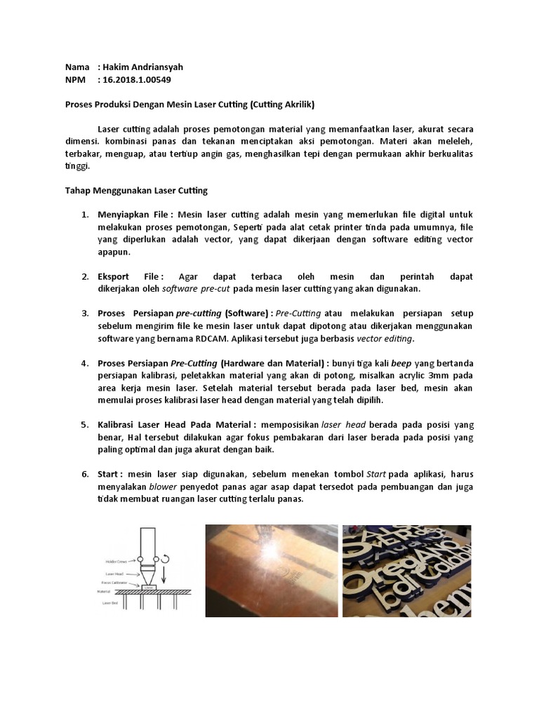 Proses Produksi Dengan Mesin Laser Cutting | PDF
