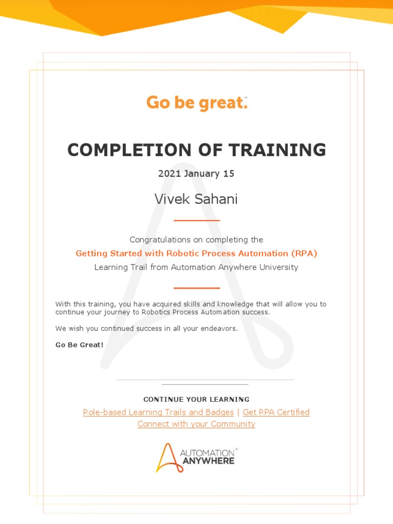 Automation Anywhere Certificate | PDF