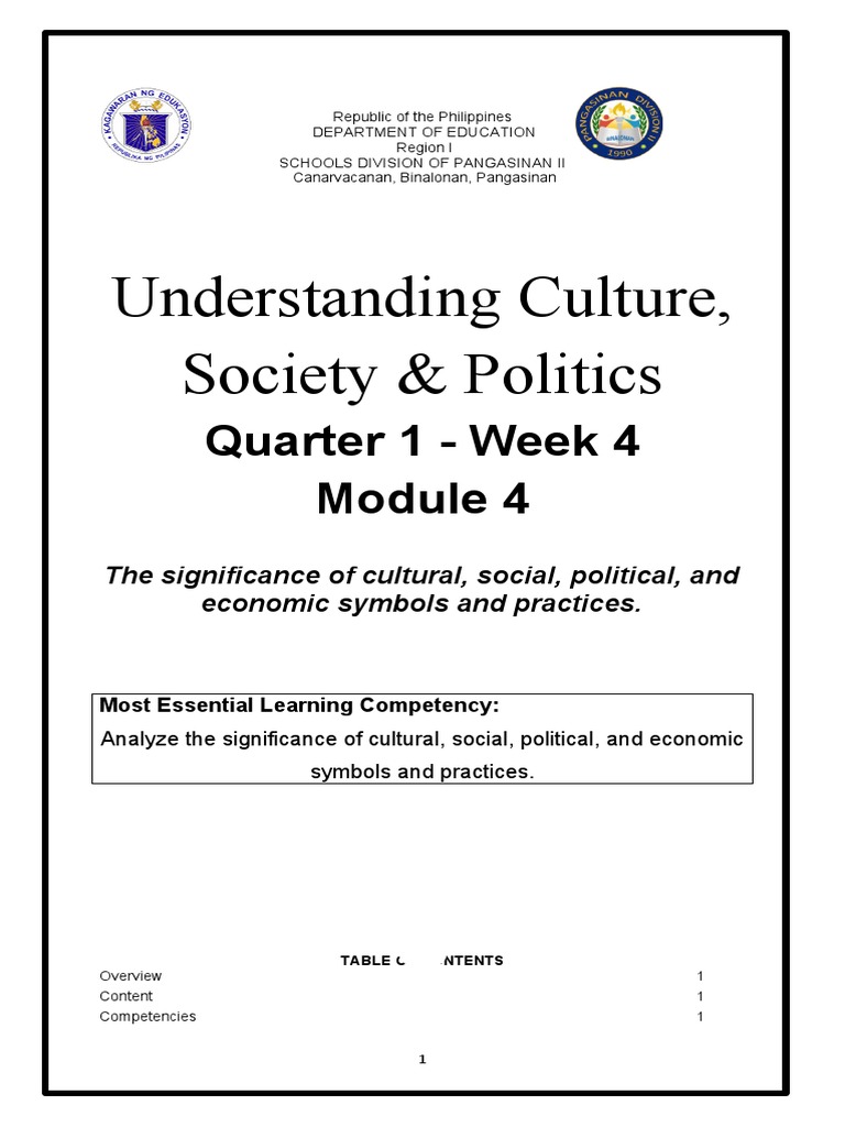 Understanding Culture, Society & Politics: Quarter 1 - Week 4 | PDF ...