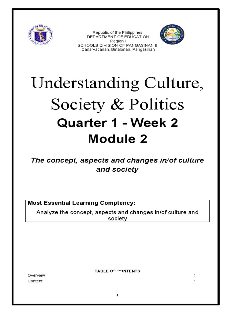 Understanding Culture, Society & Politics: Quarter 1 - Week 2 | PDF ...