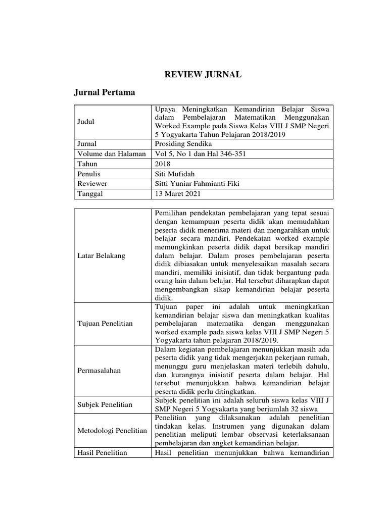 Review Jurnal | PDF | Karier & Perkembangan
