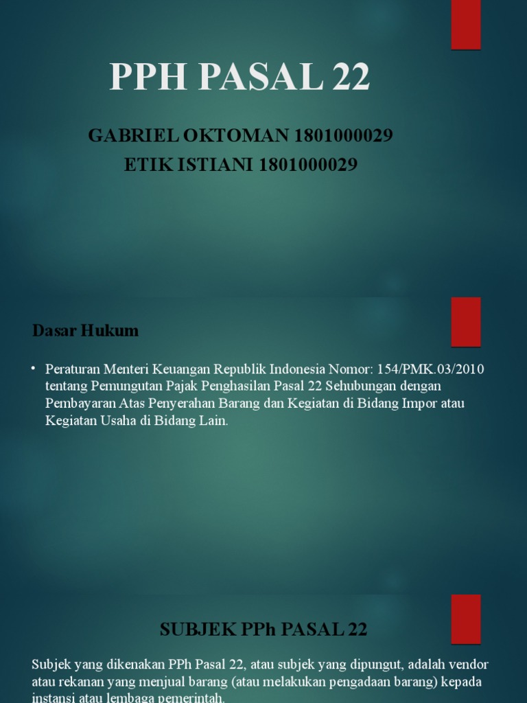 PPH Pasal 22 | PDF | Pengelolaan Keuangan & Uang
