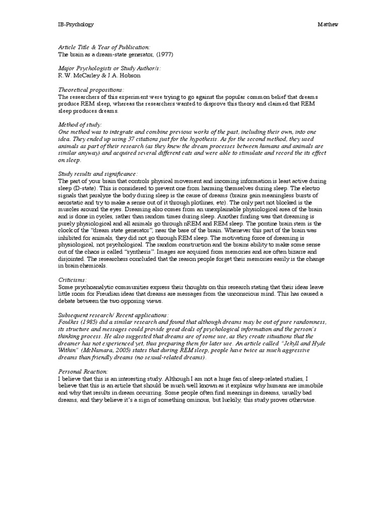 Case Study Un-Romancing The Dream | PDF | Rapid Eye Movement Sleep | Dream