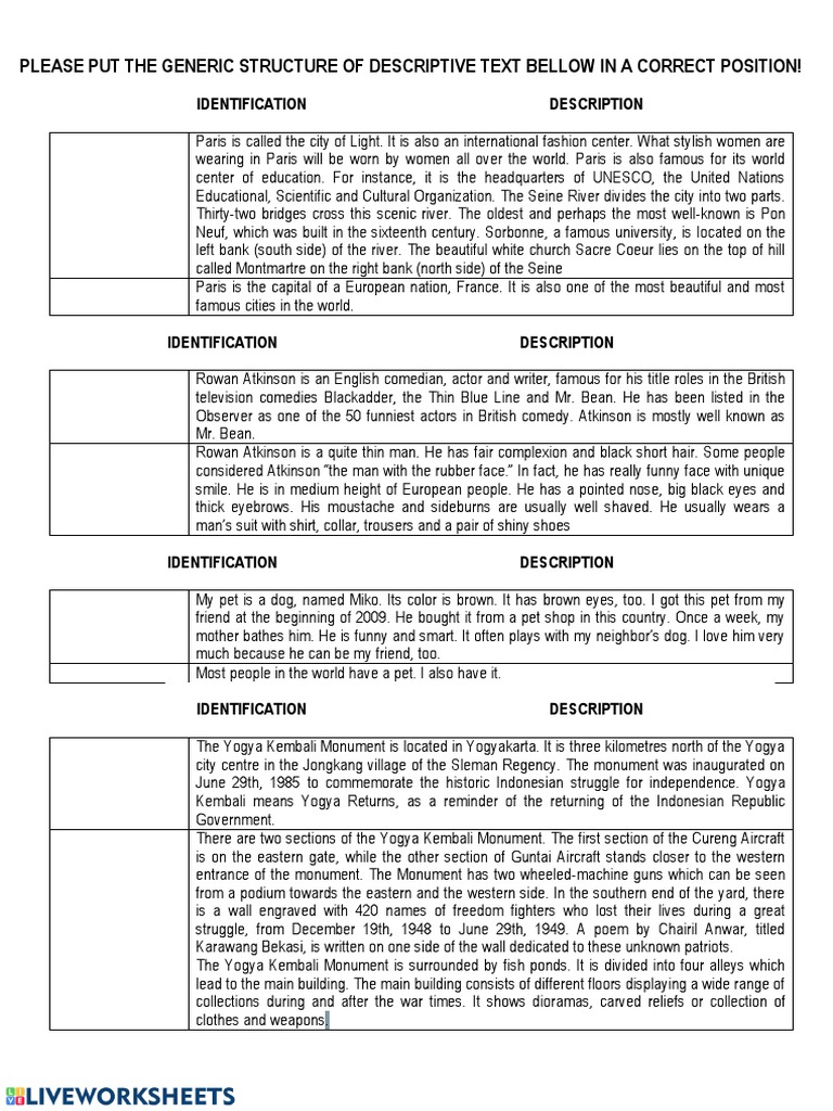 LKPD Generic Structure Descriptive Text | Download Free PDF | Clothing