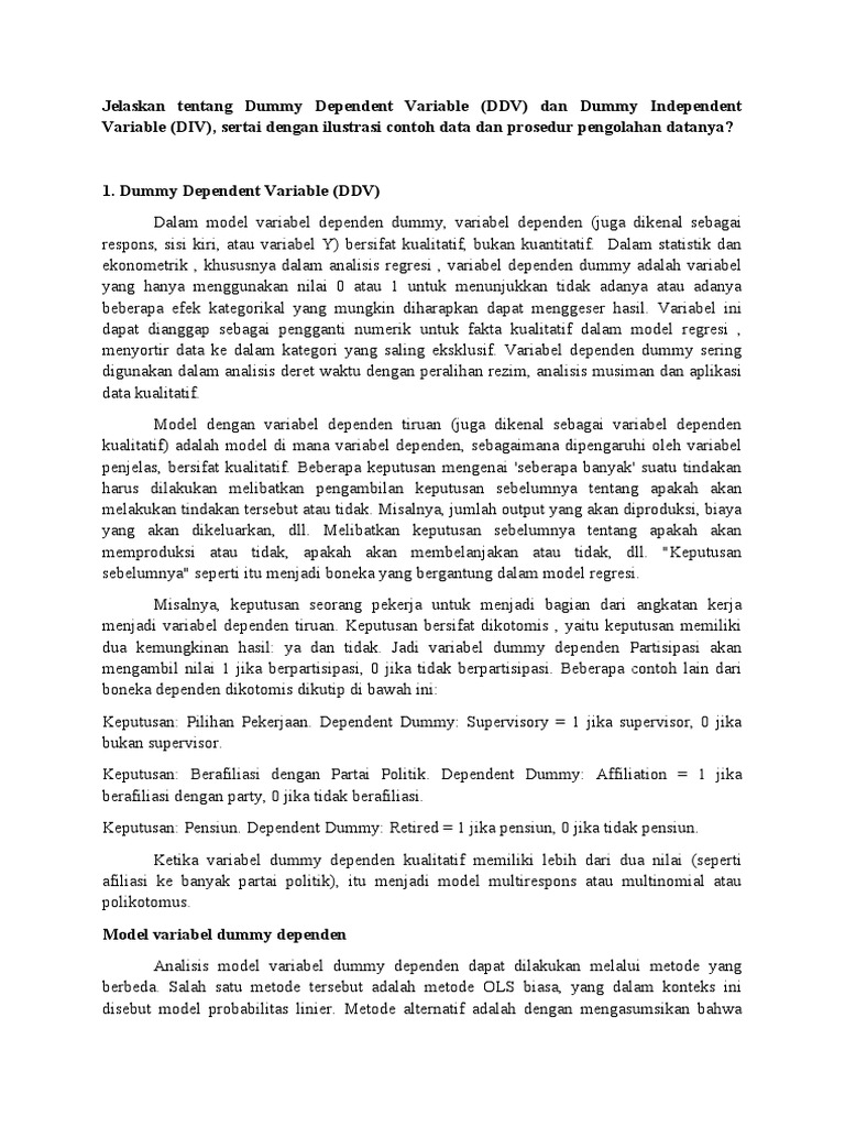 Variabel Dummy | PDF