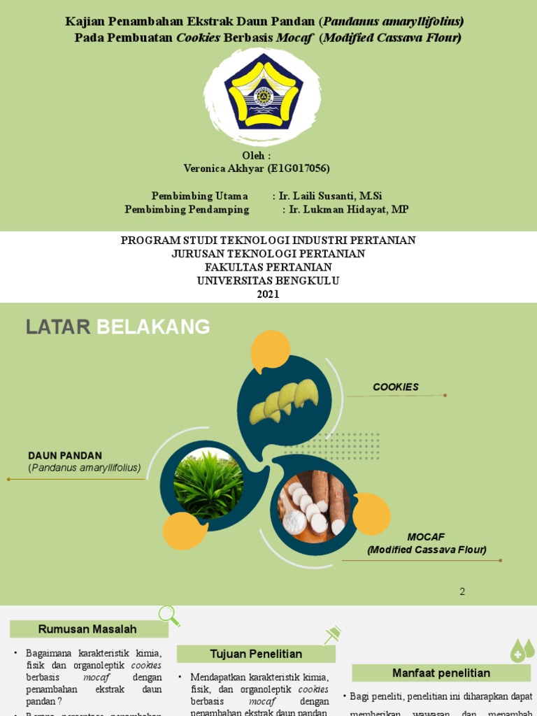 Cookies Mocaf Ekstrak Pandan | PDF