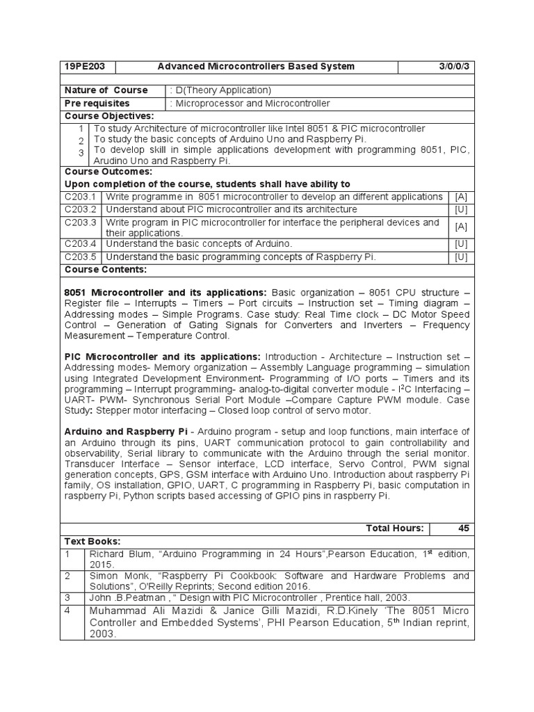 SYLLABUS | PDF | Microcontroller | Arduino