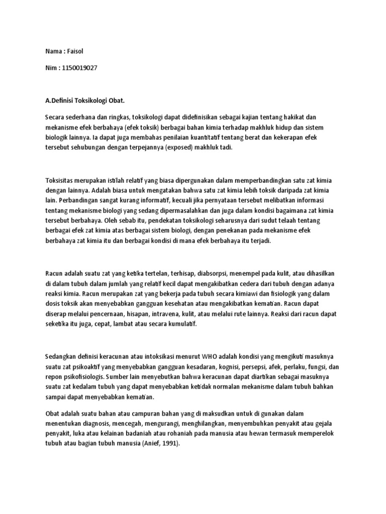 Toksikologi Obat | PDF