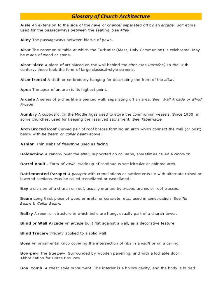 Church Architecture Terminology Guide | PDF | Gothic Architecture ...