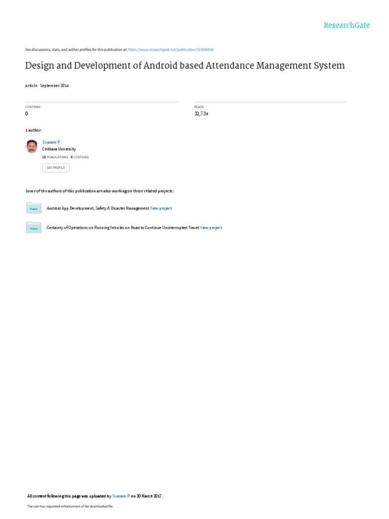 Design and Development of Android Based Attendance Management System | PDF | Android (Operating ...