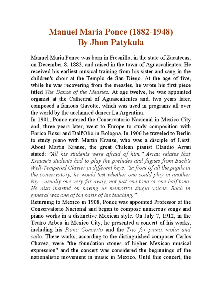 Manuel Maria Ponce | PDF | Musical Compositions | Classical Music