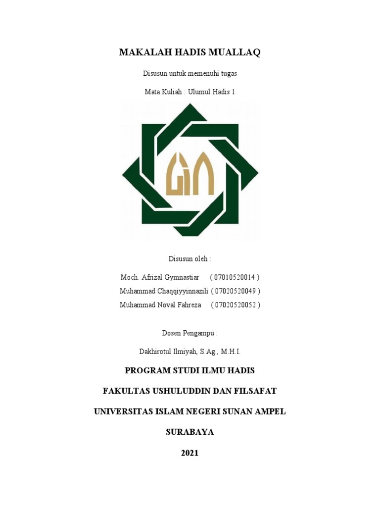 Makalah Hadits Muallaq | PDF