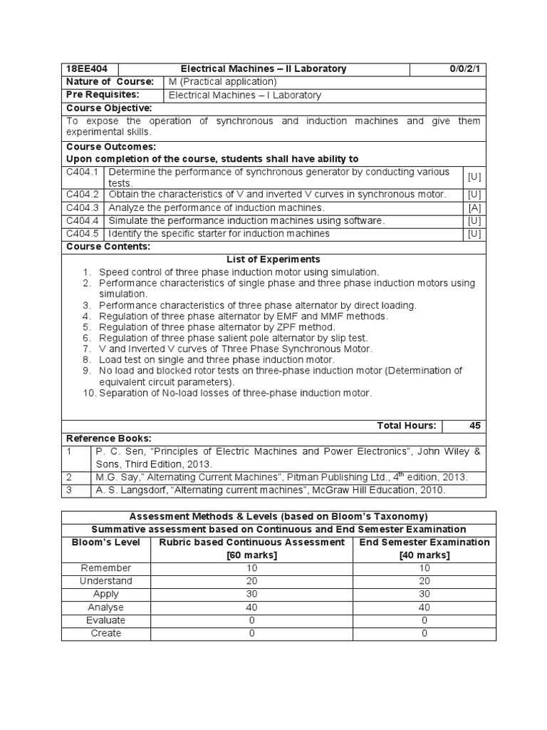 Lab Syllabus | PDF | Electric Motor | Electric Power