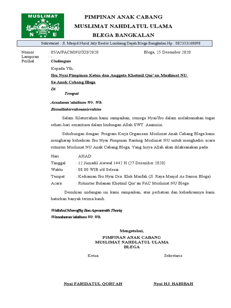 Contoh Undangan Muslimat | PDF