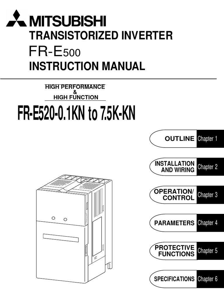 FR-E520-0.1KN To 7.5K-KN: Transistorized Inverter Instruction Manual ...