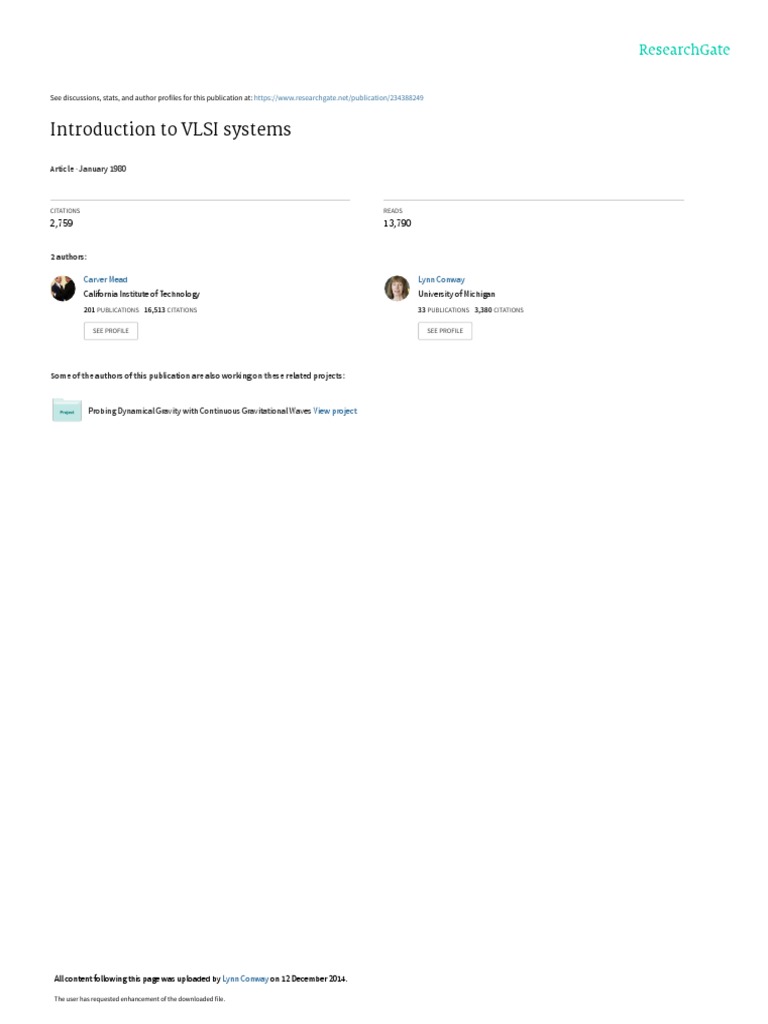 Introduction To VLSI Systems | PDF