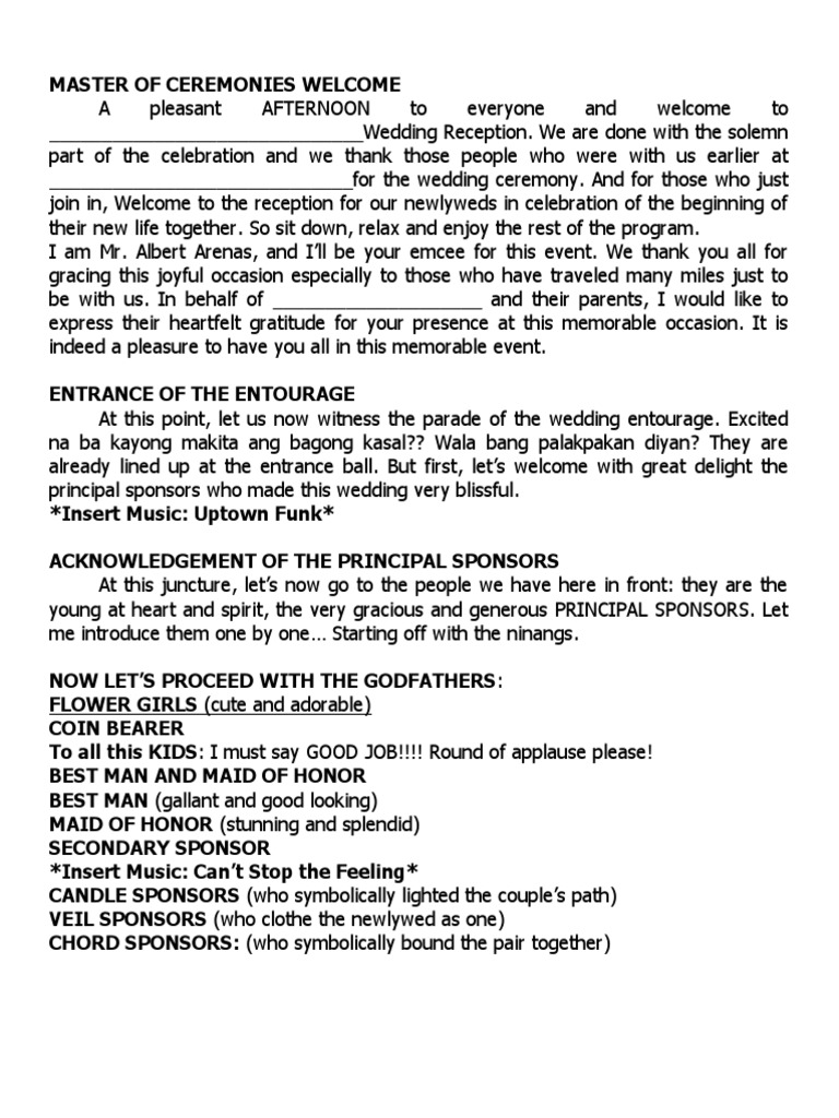 Wedding Script | PDF | Wedding | Social Conventions