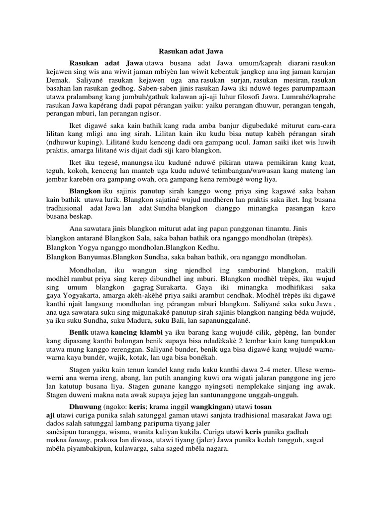 Rasukan Adat Jawa | PDF
