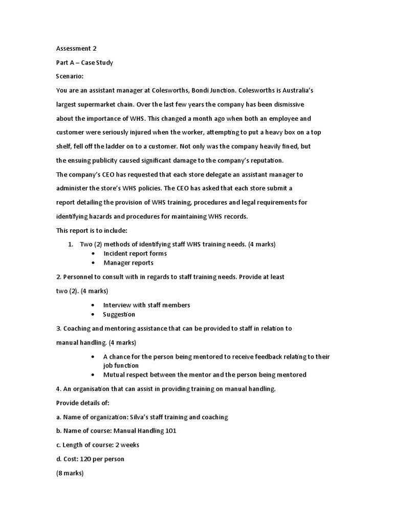 Assessment 2 WHS | PDF | Occupational Safety And Health | Risk