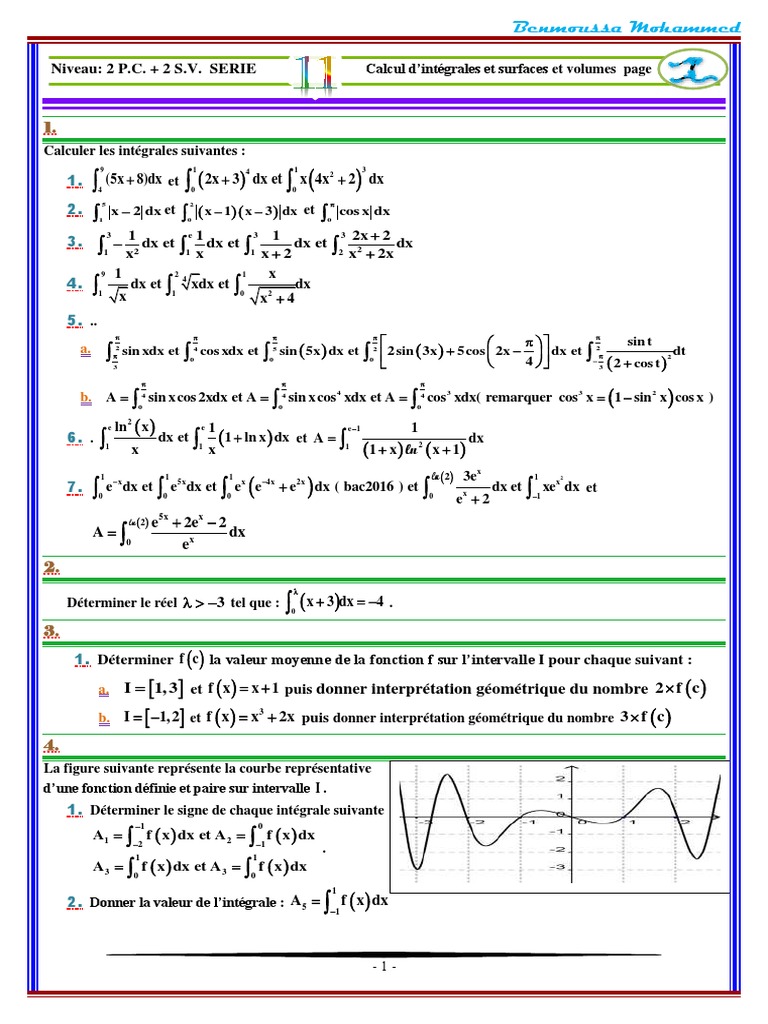 Calcul Integral Exercices Non Corriges 1 1 | PDF | Intégral | Courbe
