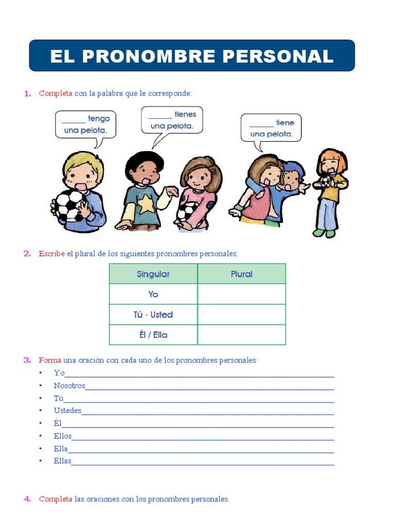 Hojas De Trabajo De Pronombres Para Tercer Grado 50+ Pronombres