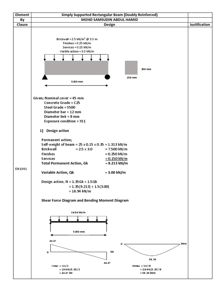 Simply Supported Rectangular Beam Design | PDF | Civil Engineering ...
