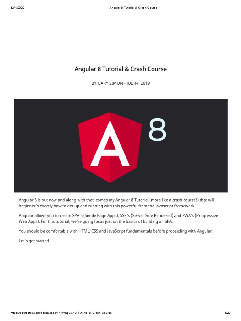 Angular 8 Tutorial & Crash Course | PDF | Command Line Interface | Web Application