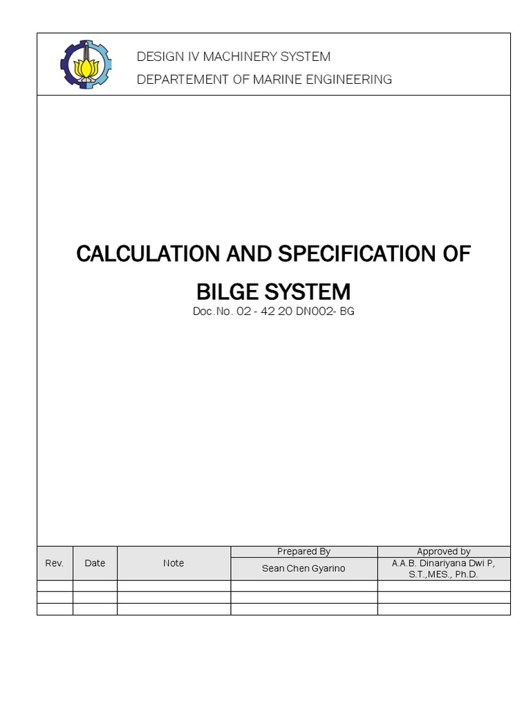 Calculation and Specification of Bilge System: Design Iv Machinery ...