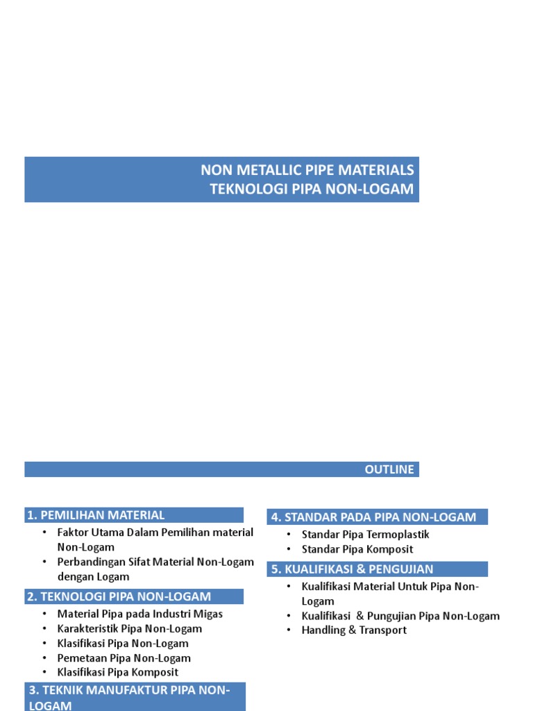 Materi 1.10 Non Metallic Pipe Materials Teknologi Pipa Non Logam | PDF