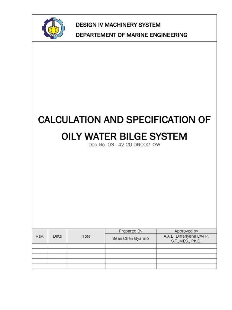 Oily Water Bilge System Design Calculations | PDF | Pipe (Fluid ...