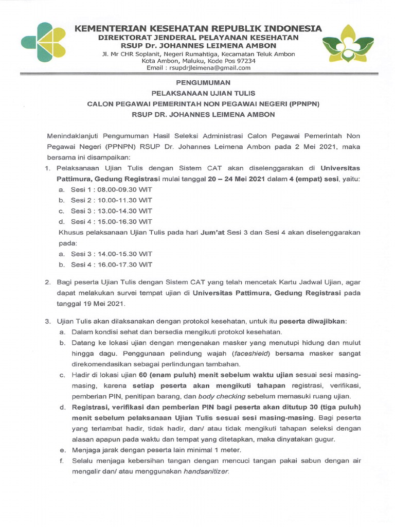 Pelaksanaan Ujian Tulis | PDF | Teknologi & Rekayasa