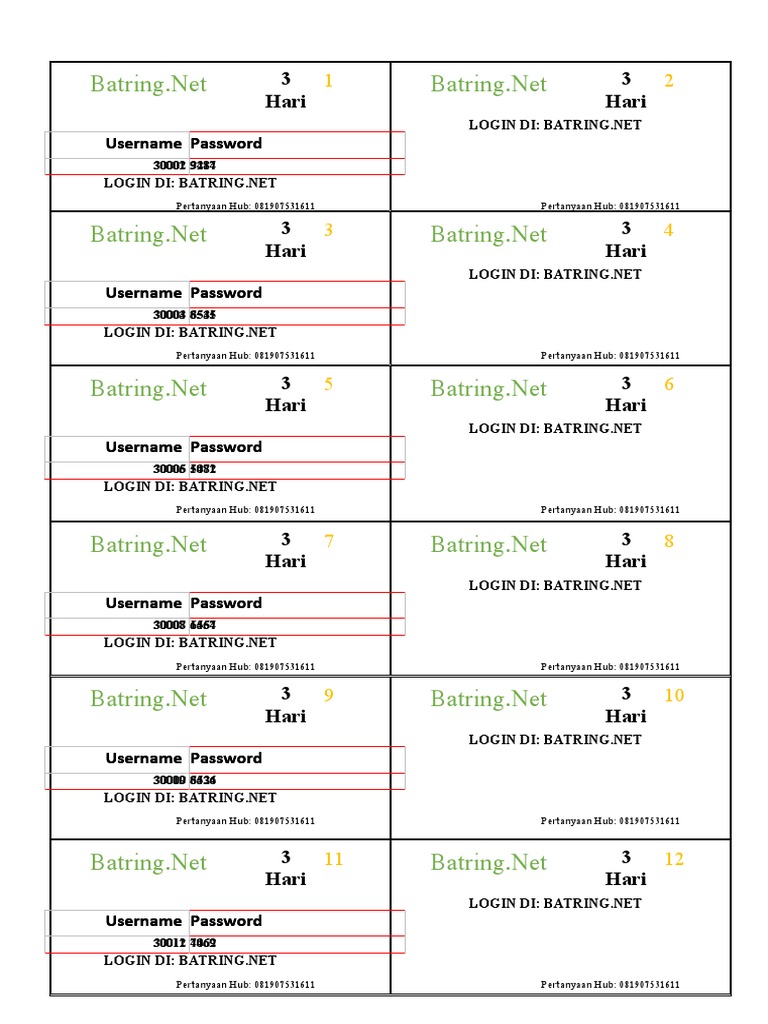 Contoh Voucher Wifi 3 Hari | PDF