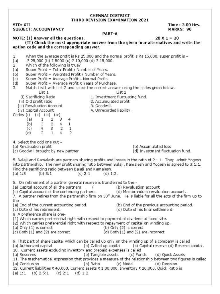 Accountancy Exam Questions | PDF | Equity (Finance) | Goodwill (Accounting)