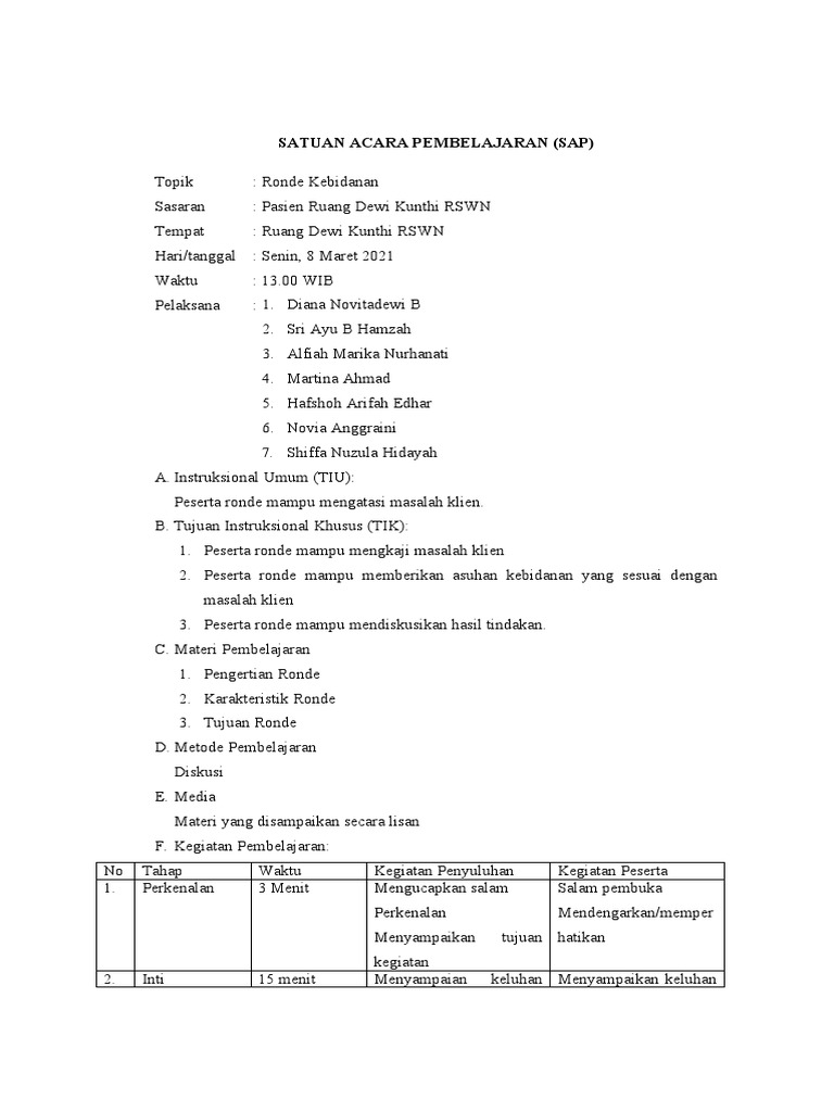 Sap Ronde Kebidanan | PDF