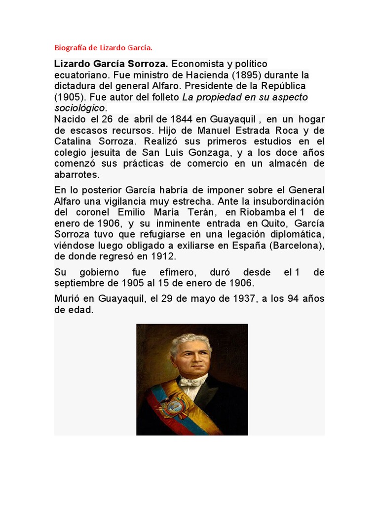 Biografía de Lizardo García | PDF