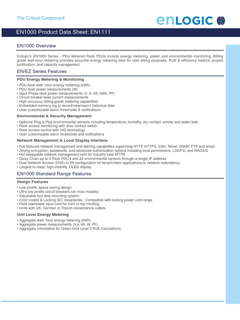 EN1000 Product Data Sheet: EN1111 | PDF | Computer Network | Computer ...