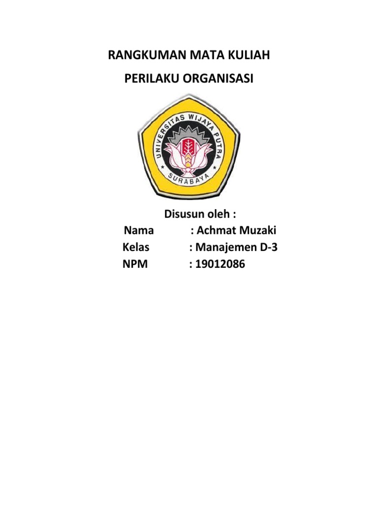 Rangkuman Mata Kuliah Perilaku Organisasi | PDF | Pengembangan Diri | Sains & Matematika