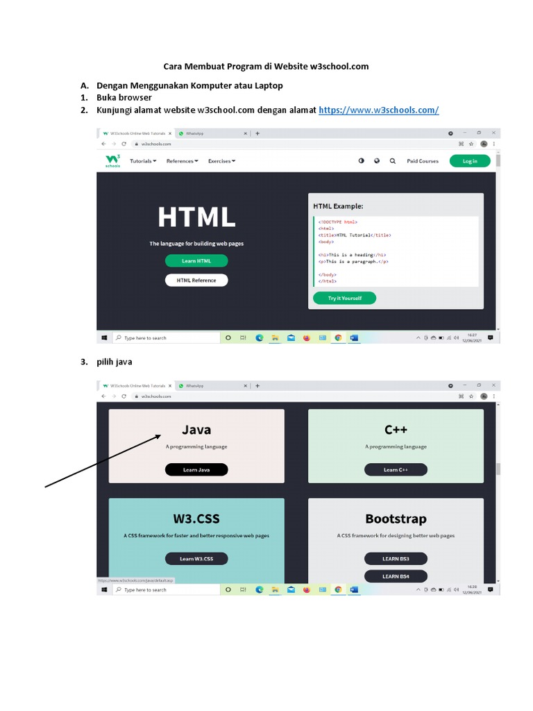 Cara Membuat Program Di Website W3school | PDF | Business | Science