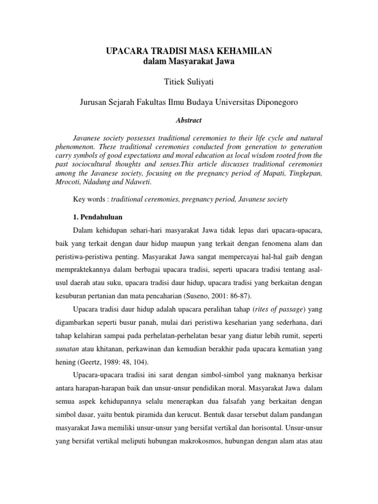 UPACARA TRADISI MASA KEHAMILAN Dalam Masyarakat Jawa | PDF