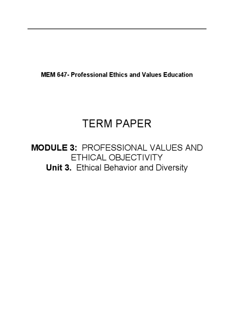 ETHICS Term Paper | PDF | Value (Ethics) | Morality