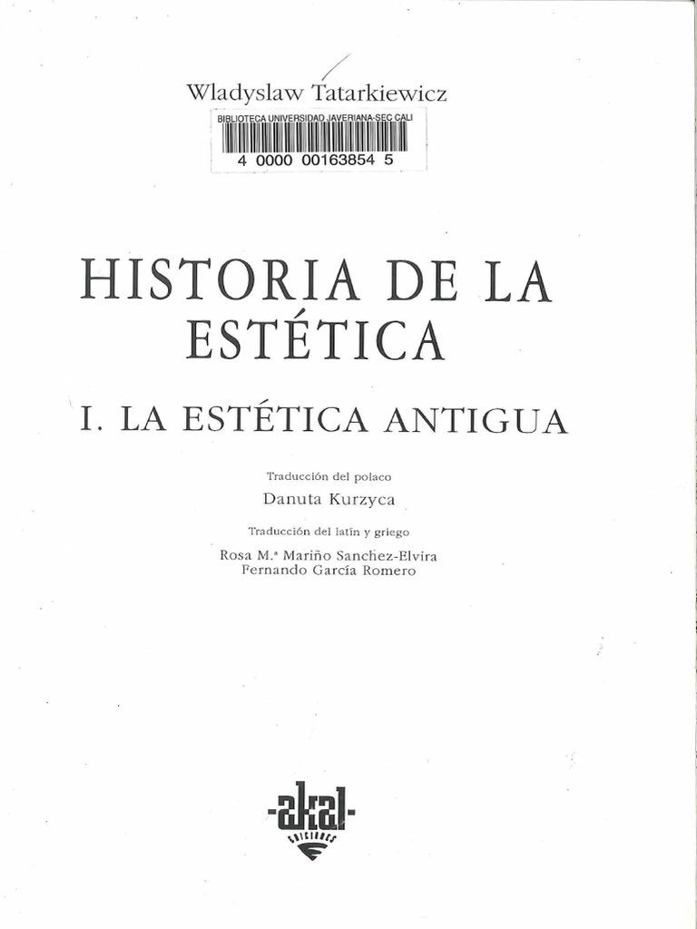 Tatarkiewicz. Historia de La Estetica | PDF | Tragedia griega | Antigua Grecia