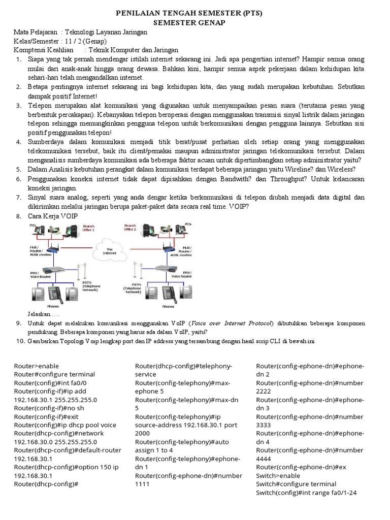 Soal PTS TLJ Kelas 11 | PDF