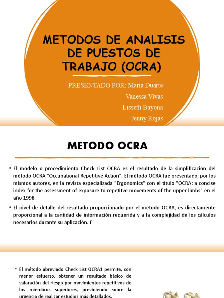 PUNTO 6 Metodo OCRA | PDF | Frecuencia | Fuerza