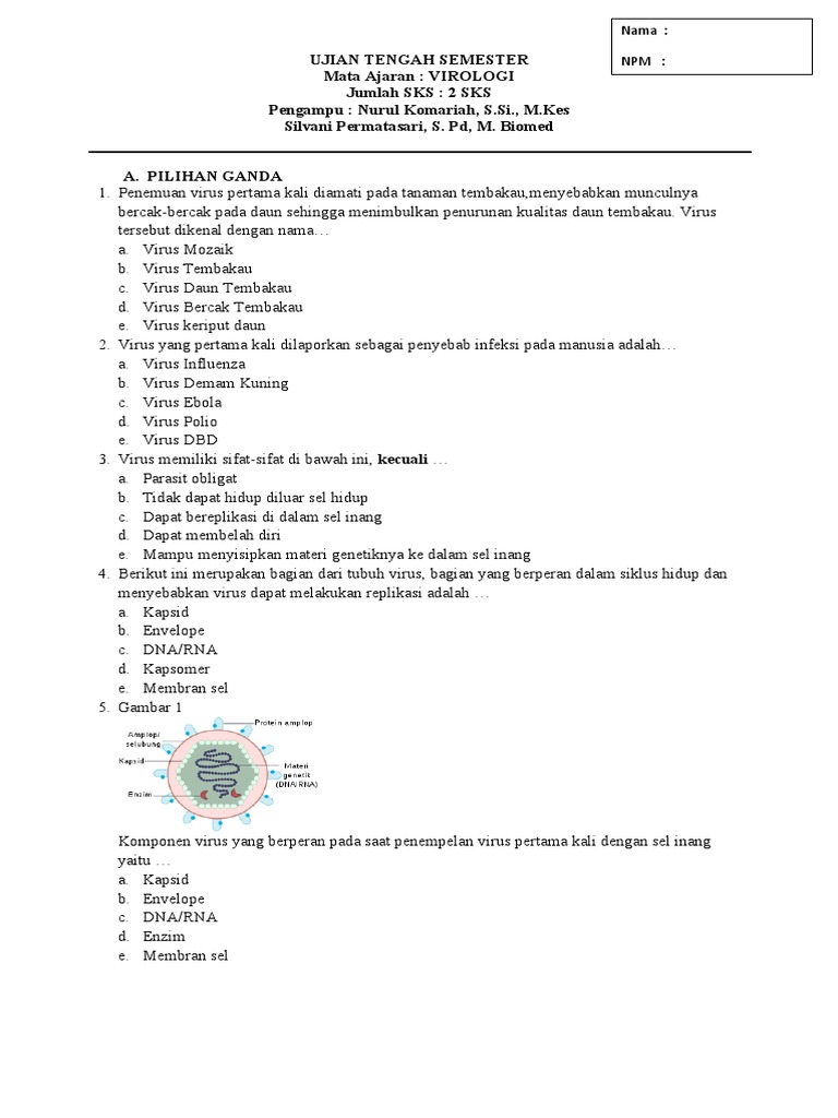 Soal Uts Virologi 2020 Bu Nurul | PDF