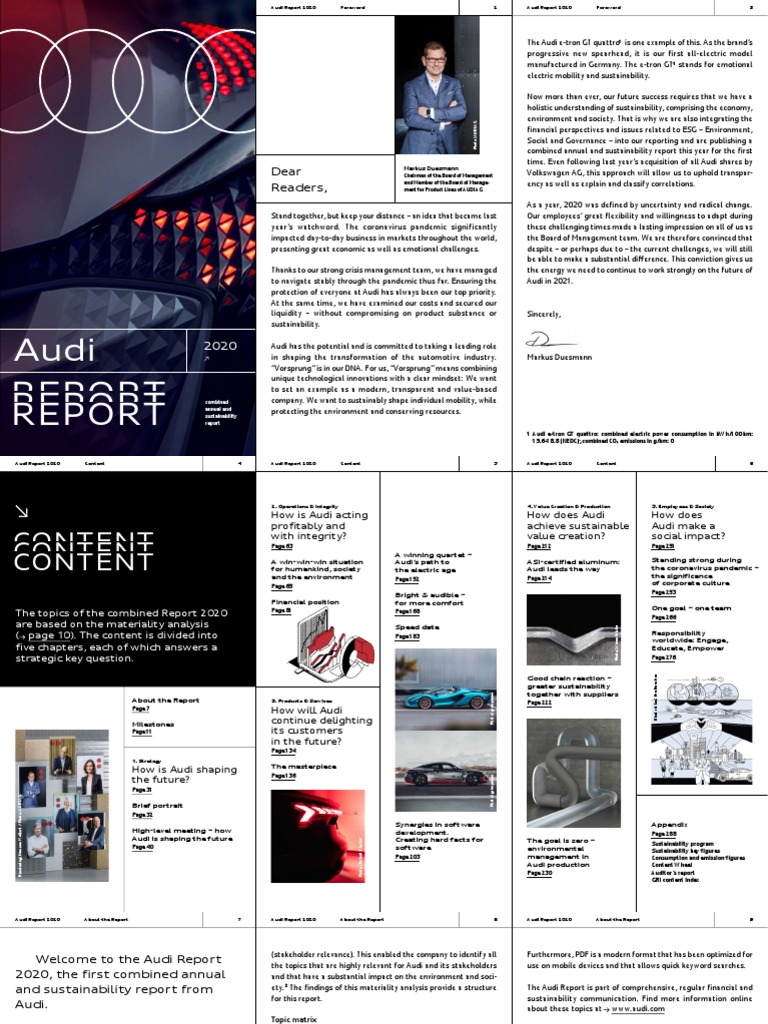 Audi 2020 Annual & Sustainability Report | PDF | Sustainability | Audi