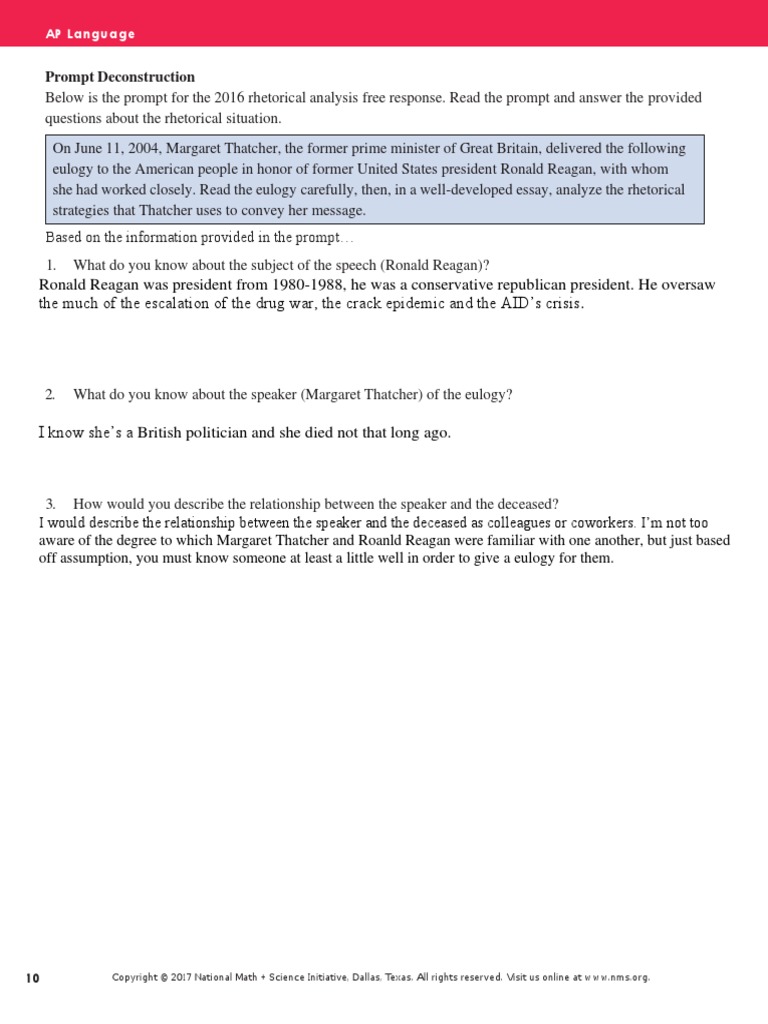 2016 Rhetorical Analysis Deconstruction - SA-10 | PDF | Ronald Reagan ...
