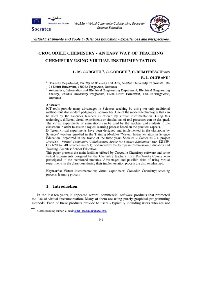 Crocodile Chemistry An Easy Way of Teach | PDF | Simulation | Physical ...