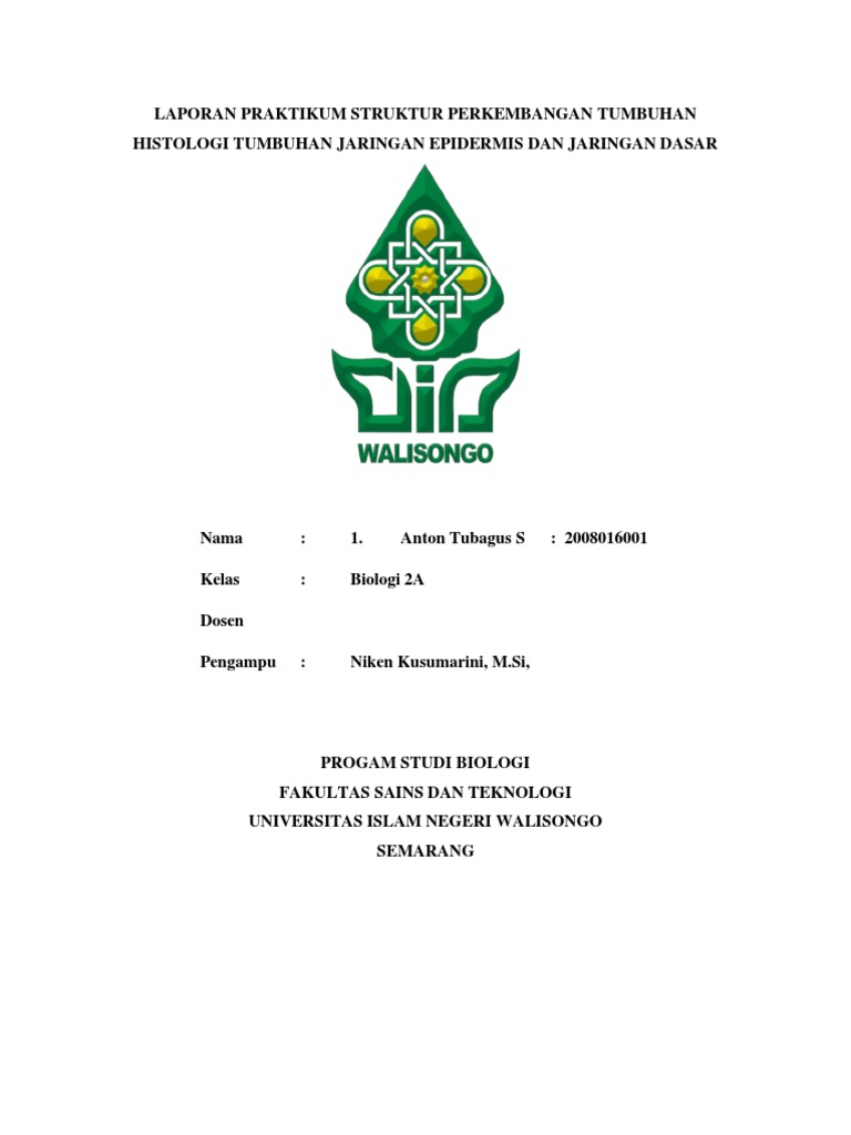 Jaringan Epidermis Dan Jaringan Dasar Laporan Praktikum Struktur