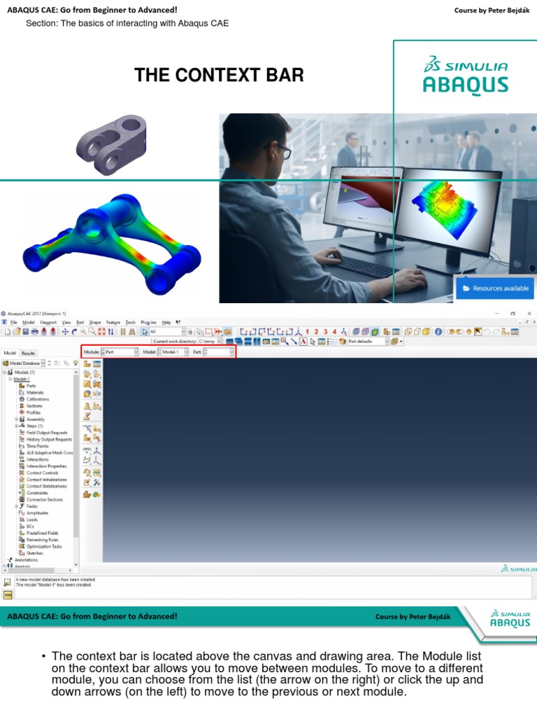 The Context Bar: Section: The Basics of Interacting With Abaqus CAE | PDF