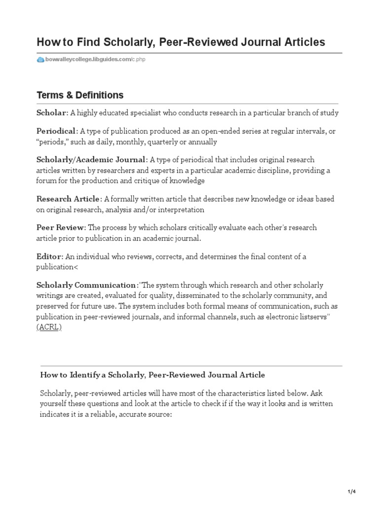 How To Find Scholarly Peer-Reviewed Journal Articles | PDF | Academic ...